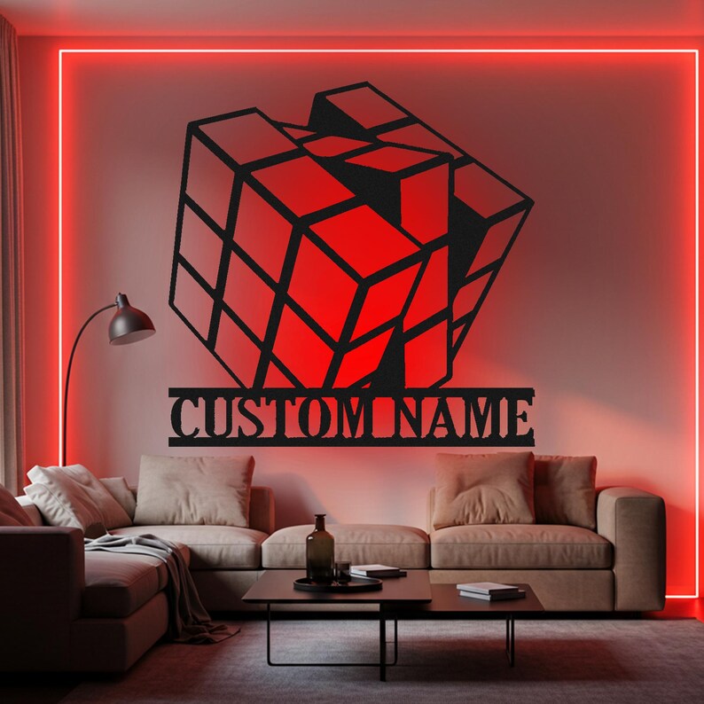Custom Rubik's Cube LED Metal Wall Art: Gaming Room Decor - Etsy