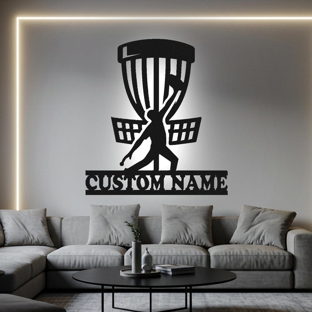 Custom Disc Golf Led Light Metal Wall Art Disc Golfer Name Sign Home ...