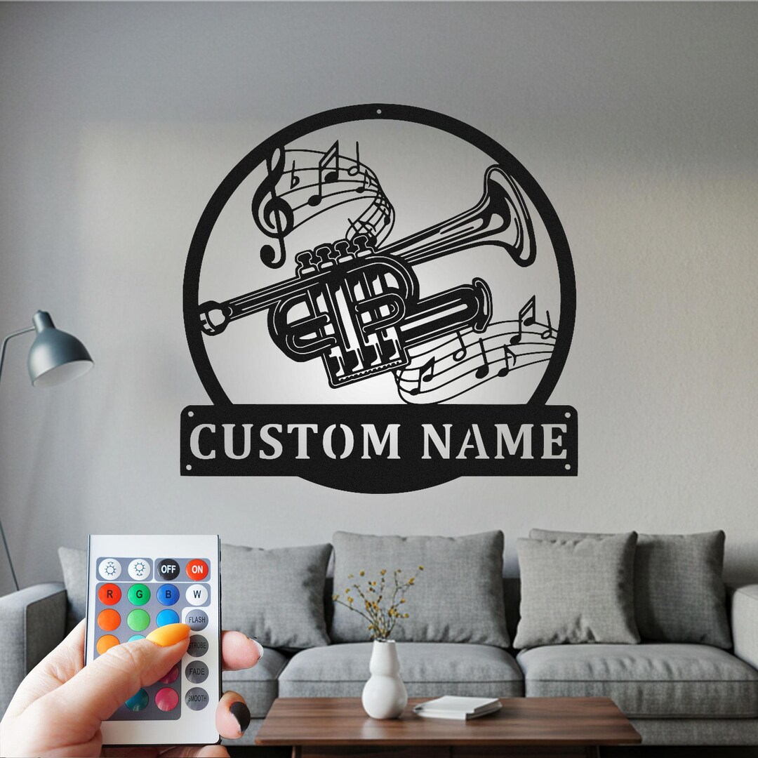 Custom Piccolo Trumpet Metal Wall Art With RGB LED Light - Etsy