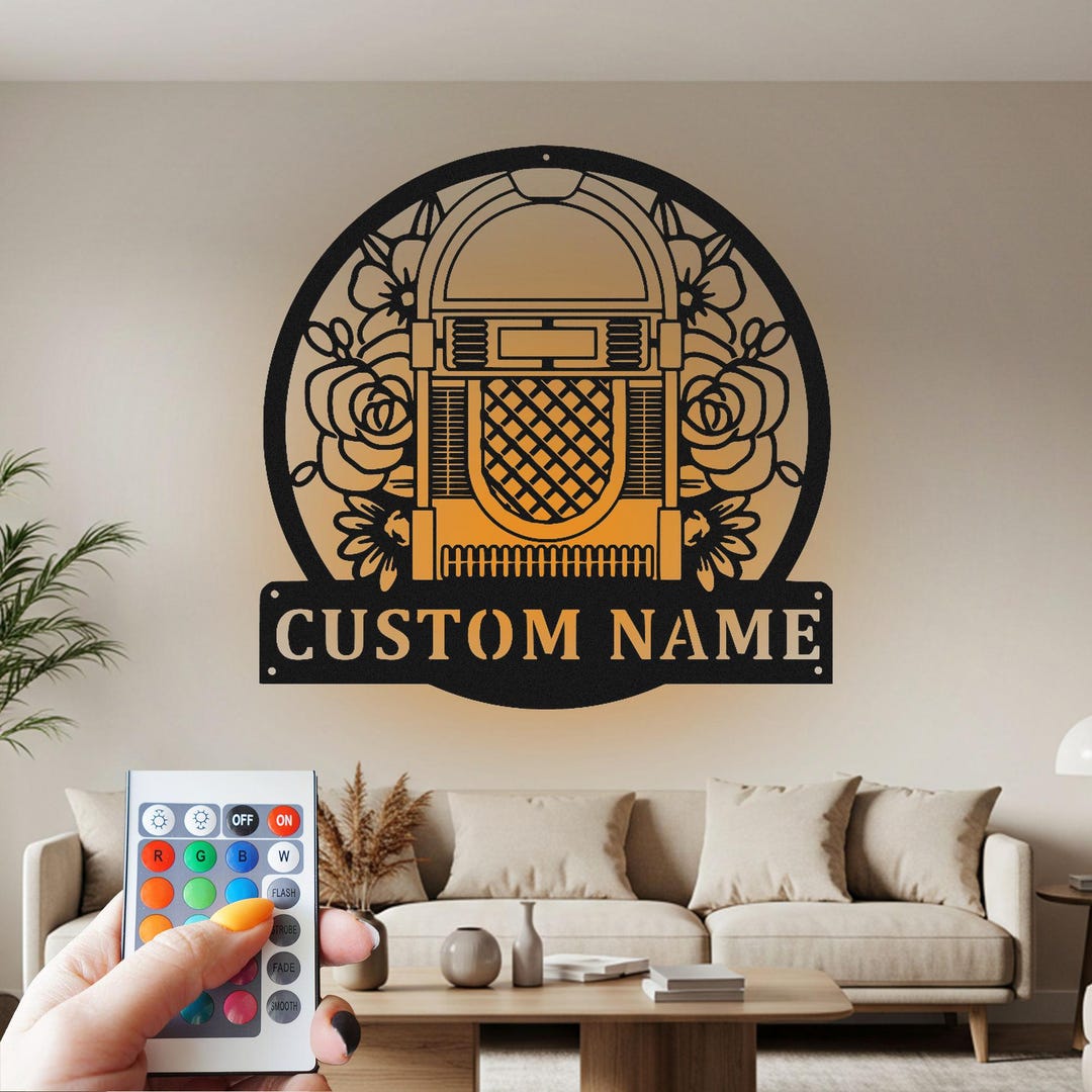 Custom Jukebox Metal Wall Art With Led Light, Personalized Jukebox ...
