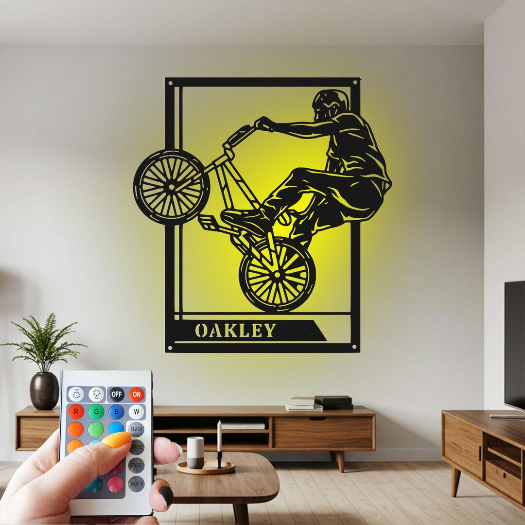 Custom Male BMX Signage Metal Wall Art With Led Light, Personalized Bmx ...