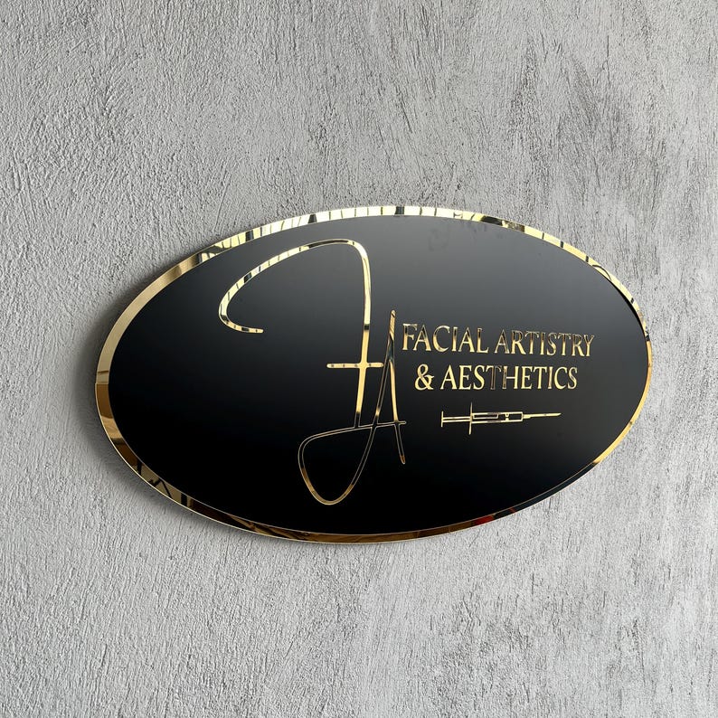 Business Mirror Logo Sign Acrylic Custom Logo Decoration Office Door ...