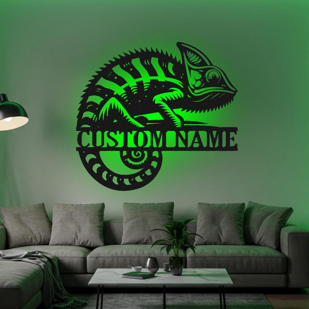 Custom Chameleon LED Metal Wall Art: Reptile Lover Gift - Etsy