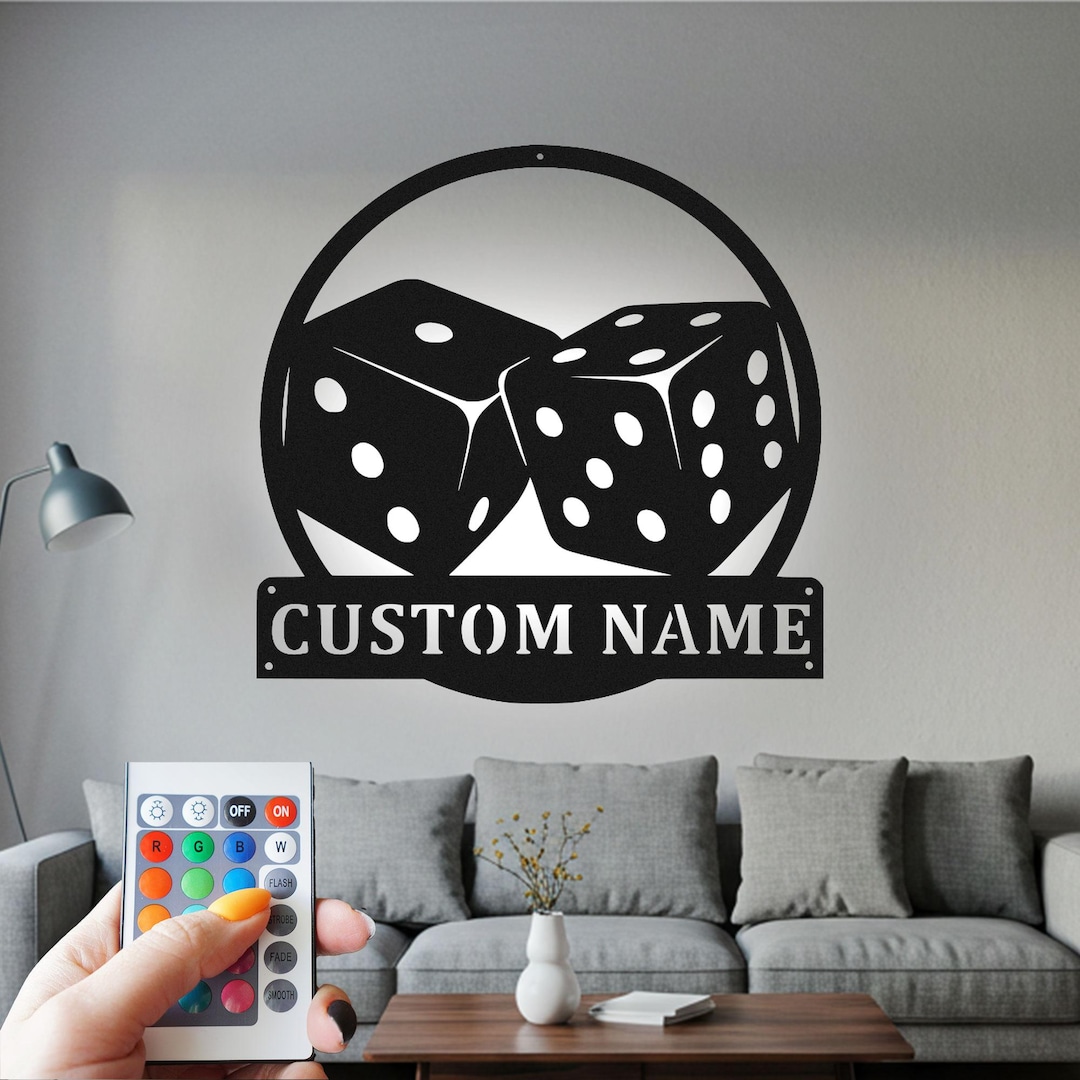 Custom Game Dice Metal Wall Art With LED Light - Etsy