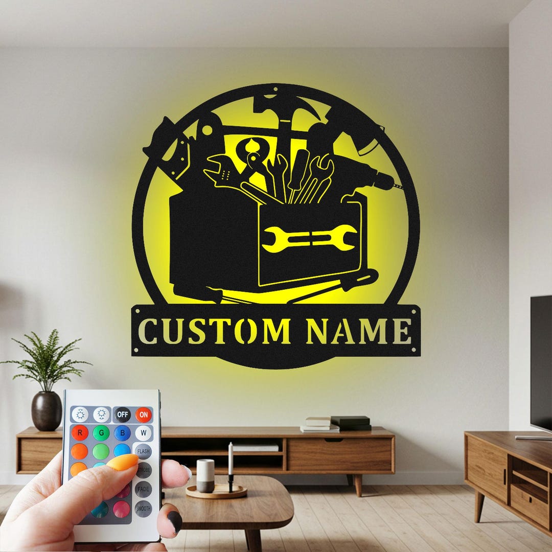 Custom Mechanic Tools Metal Wall Art With LED Light - Etsy