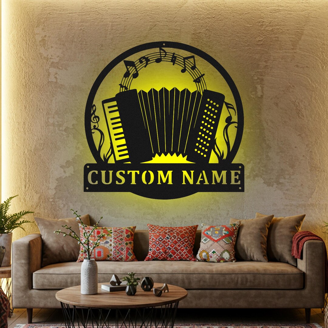Custom Accordion Metal Wall Art With LED: Personalized Name Sign - Etsy