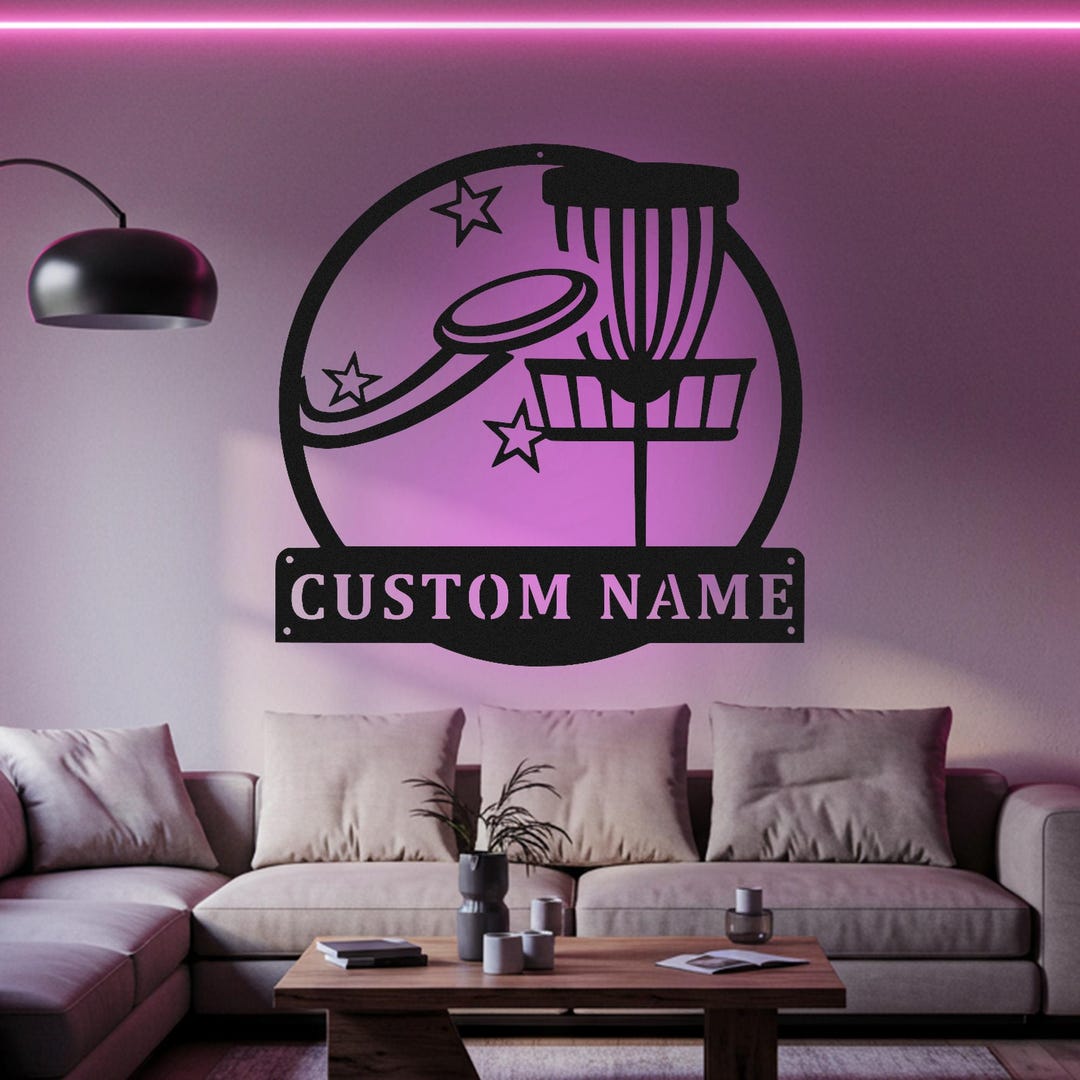 Personalized Disc Golf Metal Sign, Disc Golf Metal Wall Art With Led ...