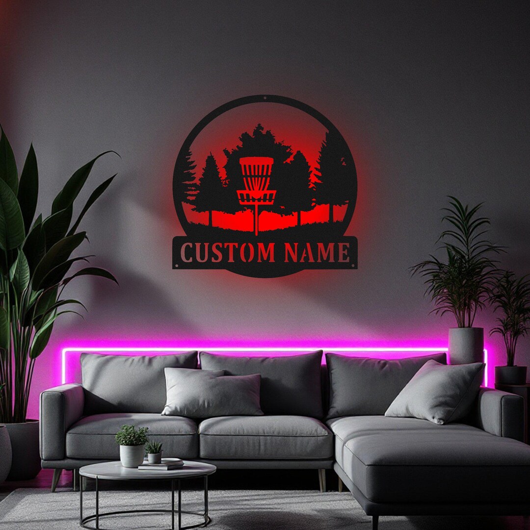 Disc Golf Custom Sign Metal Wall Art Led Light, Custom Sign Disc Golf ...