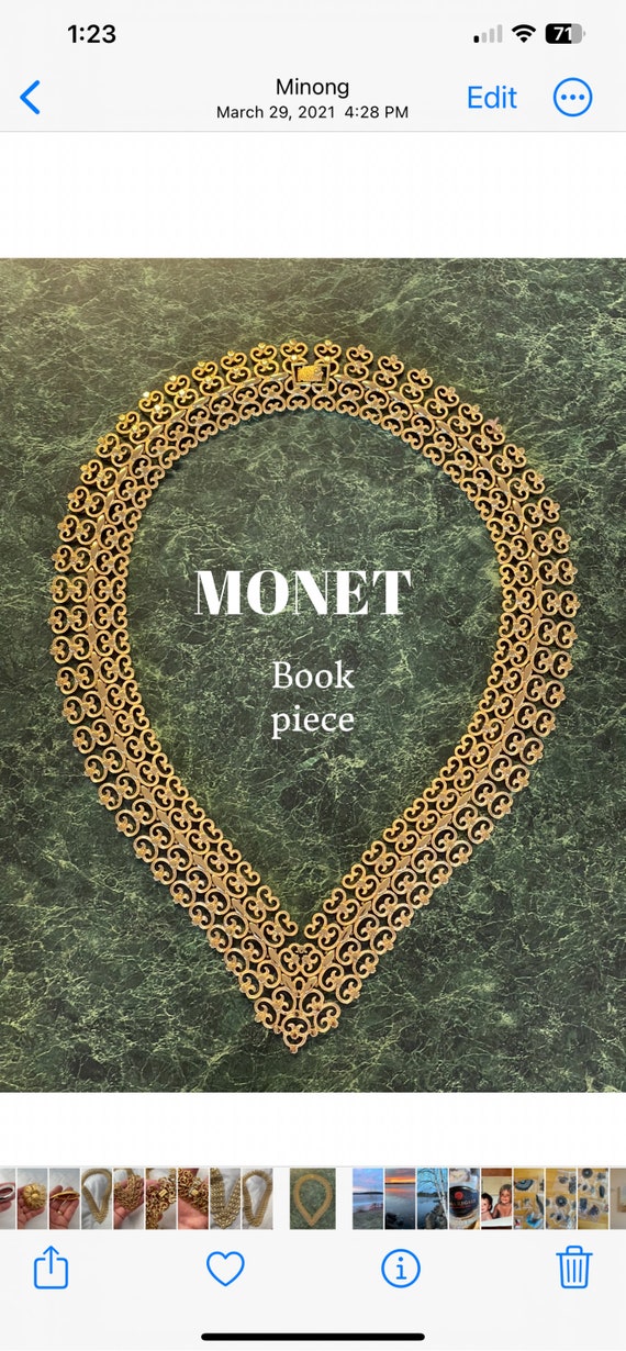 Vintage gold MONET Mantilla BOOKPIECE necklace - Gem