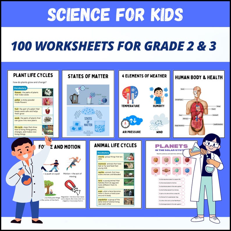 100 Printable Science Worksheets for Grades 2-3 Curriculum-aligned ...