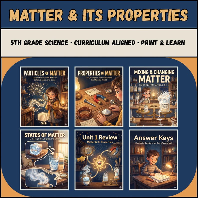 5th Grade Science Worksheets, Matter Properties Unit, NGSS Aligned ...