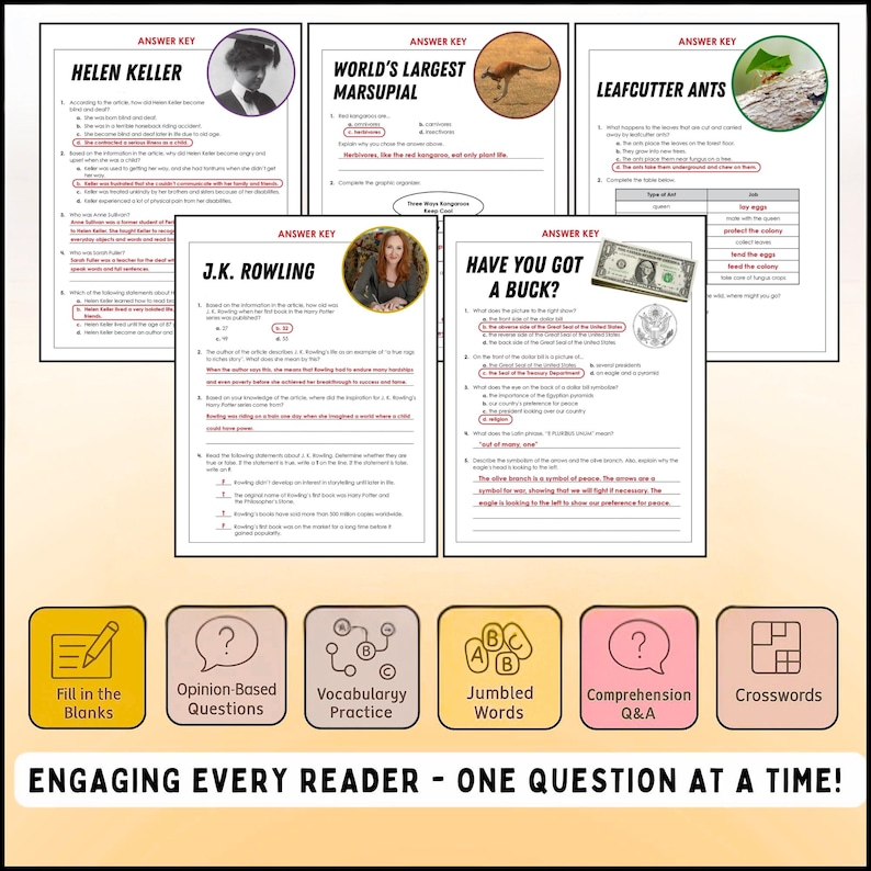 5th-6th Grade Reading Comprehension Passages: ELA Worksheets (printable ...