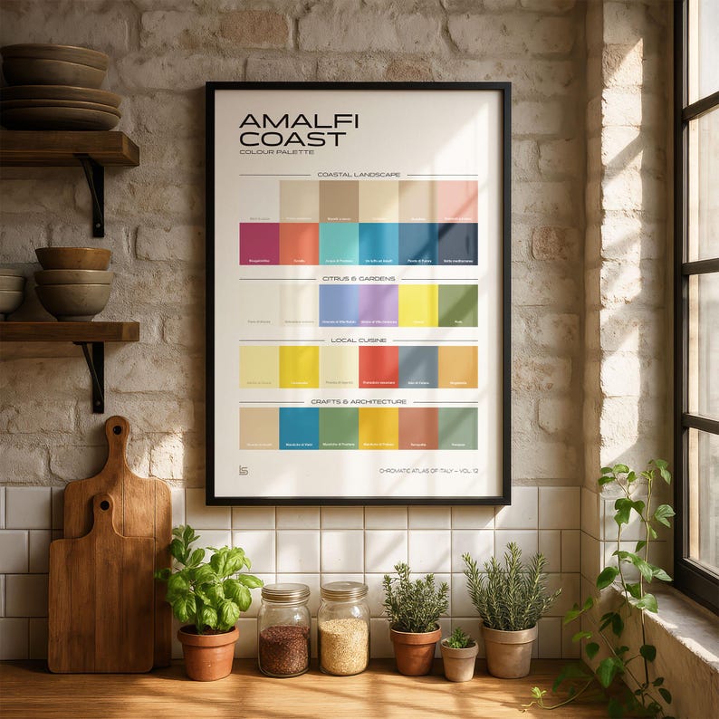 Amalfi Coast Wall Art | Colour Palette Poster | Italian Design Print ...