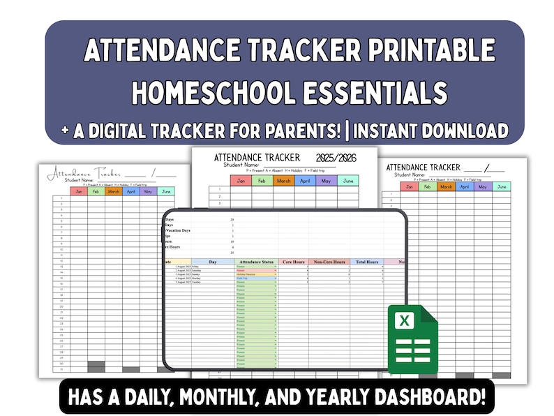 Attendance Tracker Printable Yearly Attendance Sheet Template ...