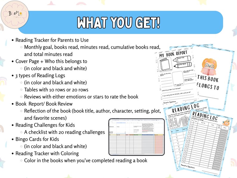 Reading Log for Kids Bundle Reading Journal Pack Homeschool Reading Log ...
