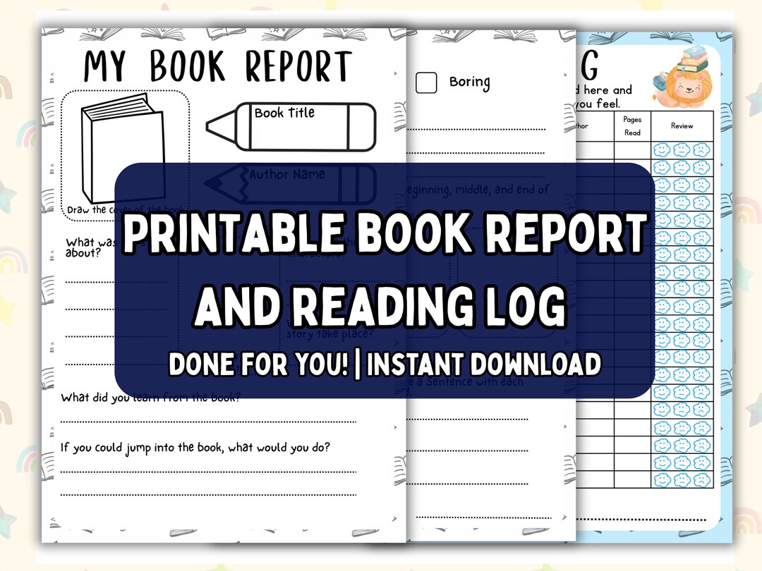 Book Report Template Printable Reading Reflection Worksheet Homeschool ...