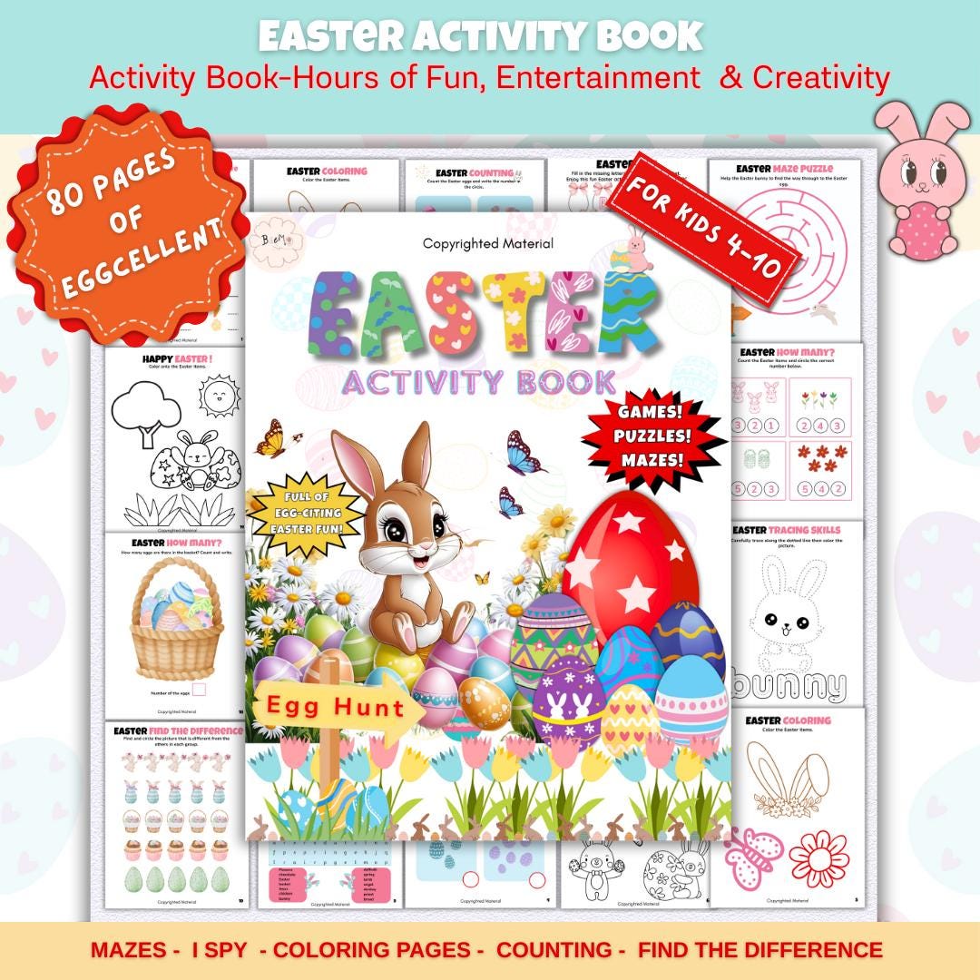 Fun PRINTABLE PDF Easter Activity Pack, Mazes, Basket Stuffer, Free ...