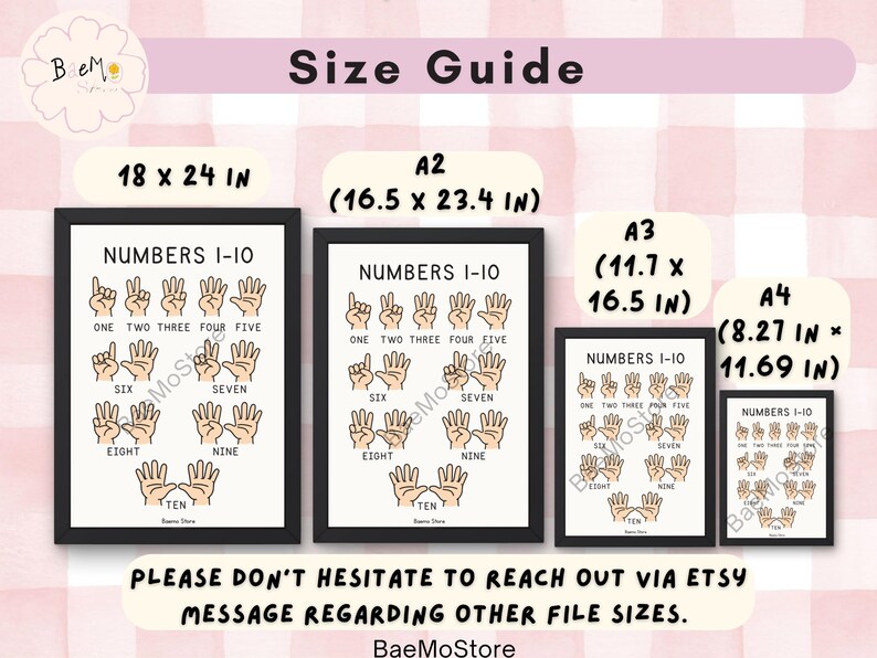 Numbers 1-10 Hand Sign Poster Montessori Counting Chart for Classroom ...