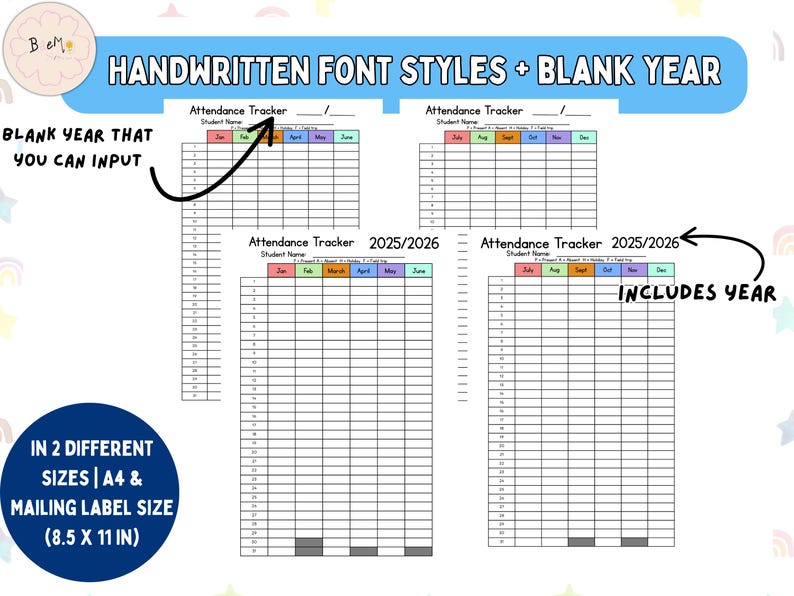 Attendance Sheet Template, Homeschool Yearly Attendance Tracker ...