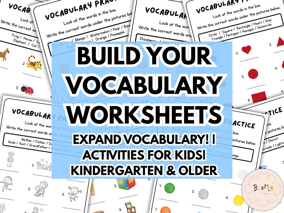 ESL Vocabulary Worksheet for Kids, English Word Practice, Fill in the ...