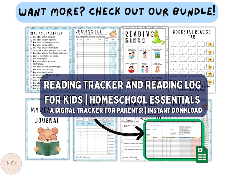 Reading Log Kids Reading Journal Bundle Homeschool Book Report Reading ...