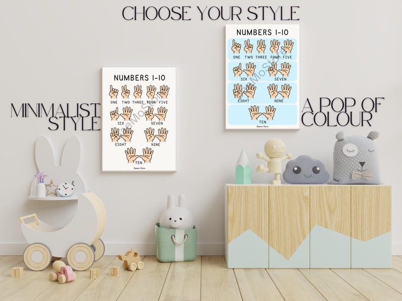 Numbers 1-10 Hand Sign Poster Montessori Counting Chart for Classroom ...
