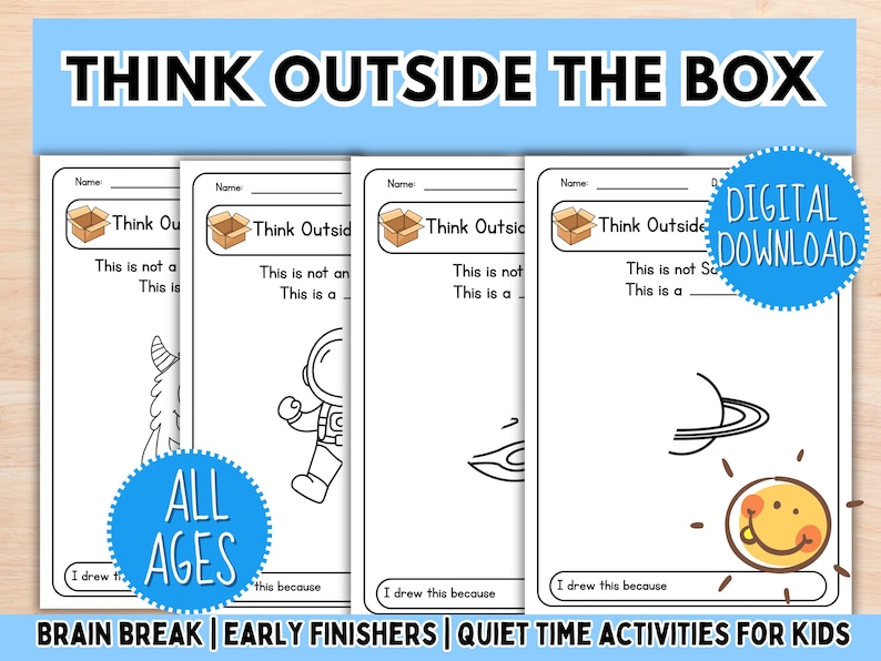 Think Outside the Box Drawing Prompts, Creativity Worksheets for Early ...