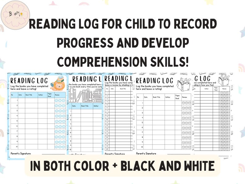 Reading Log for Kids Bundle Reading Journal Pack Homeschool Reading Log ...