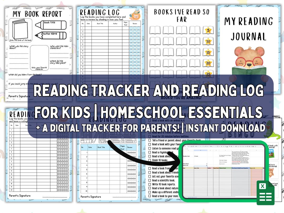 Reading Log for Kids Bundle Reading Journal Pack Homeschool Reading Log ...