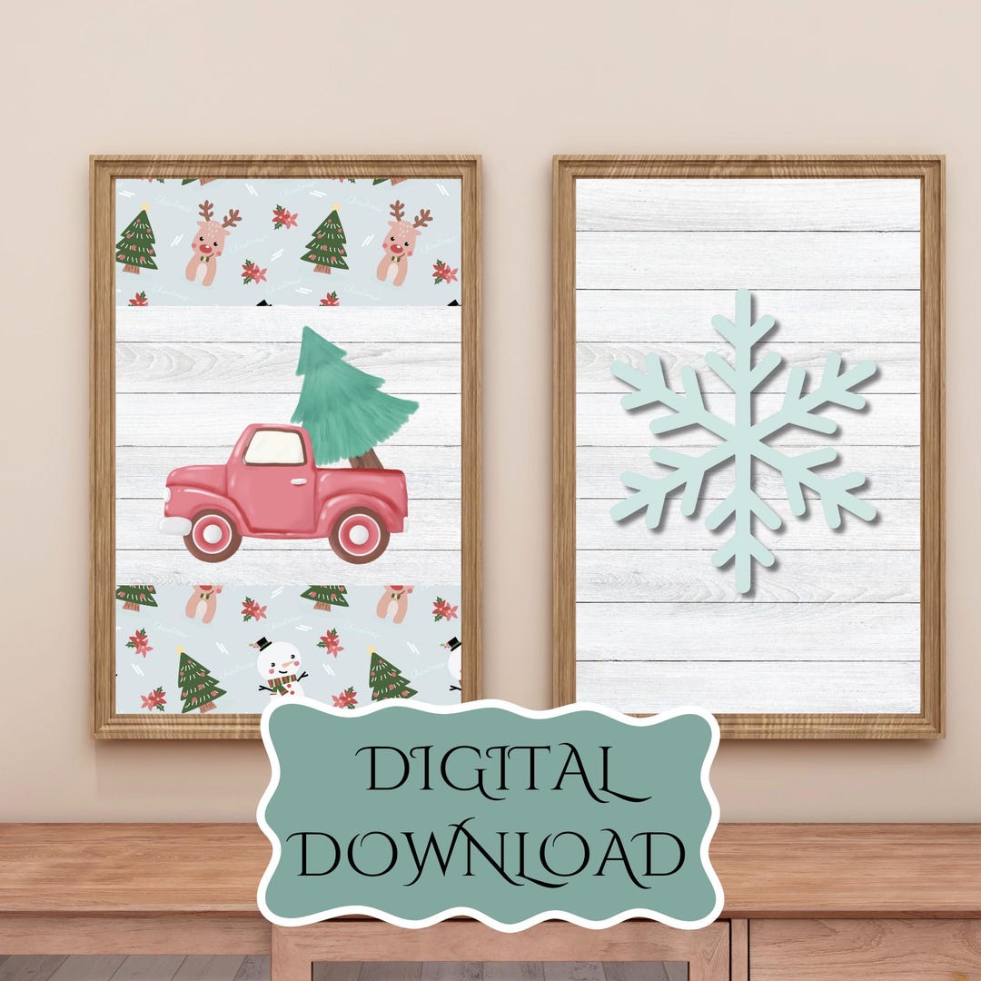 2 Christmas Wall Art Seasonal Posters Printable Wall Art Christmas ...