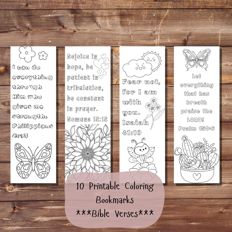 10 PDF & JPG Printable Coloring Bookmarks | Bible Verse Bookmarks ...