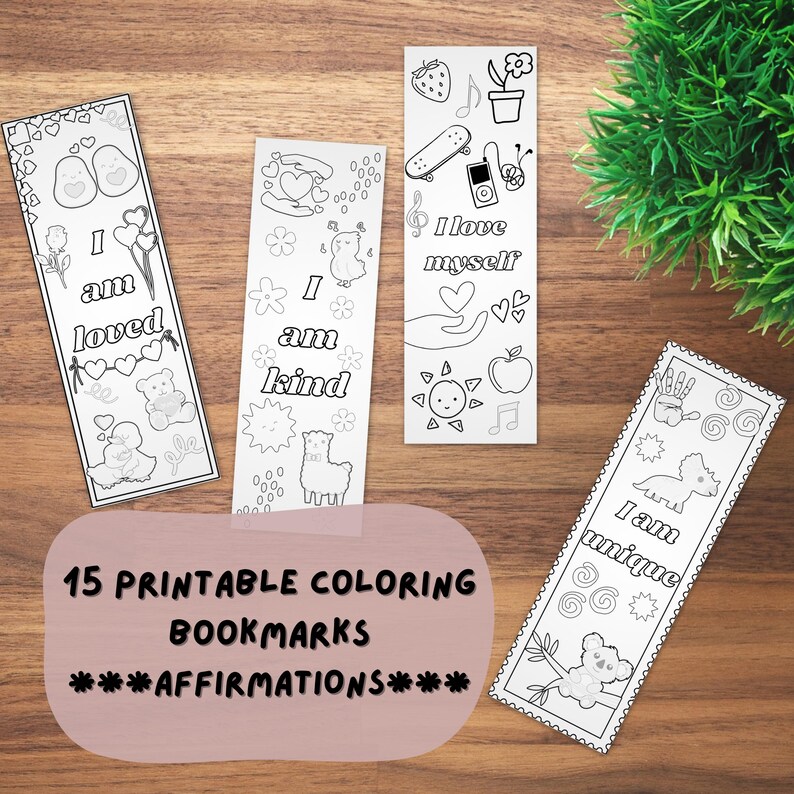 15 PDF & JPG Printable Coloring Bookmarks | Affirmations Bookmarks ...