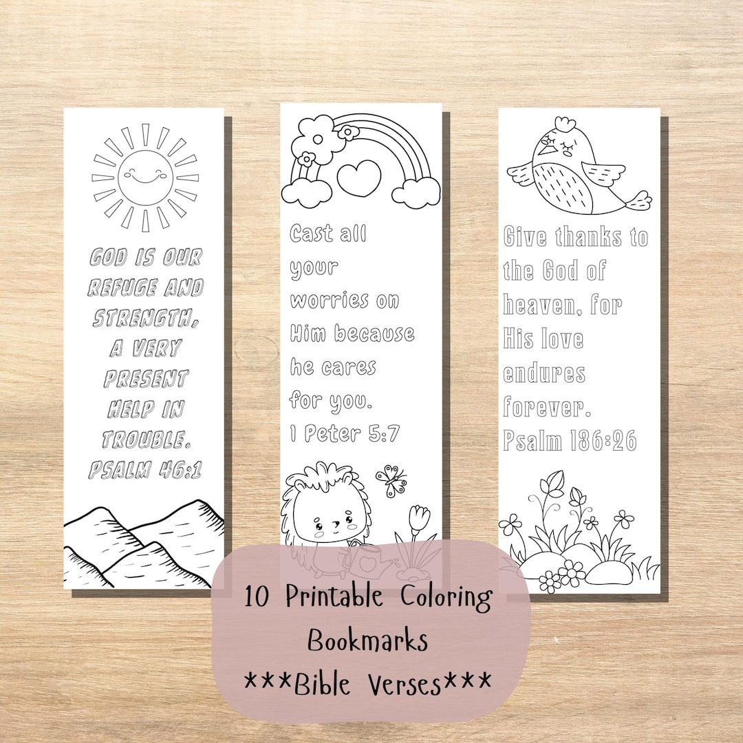 10 PDF & JPG Printable Coloring Bookmarks | Bible Verse Bookmarks ...