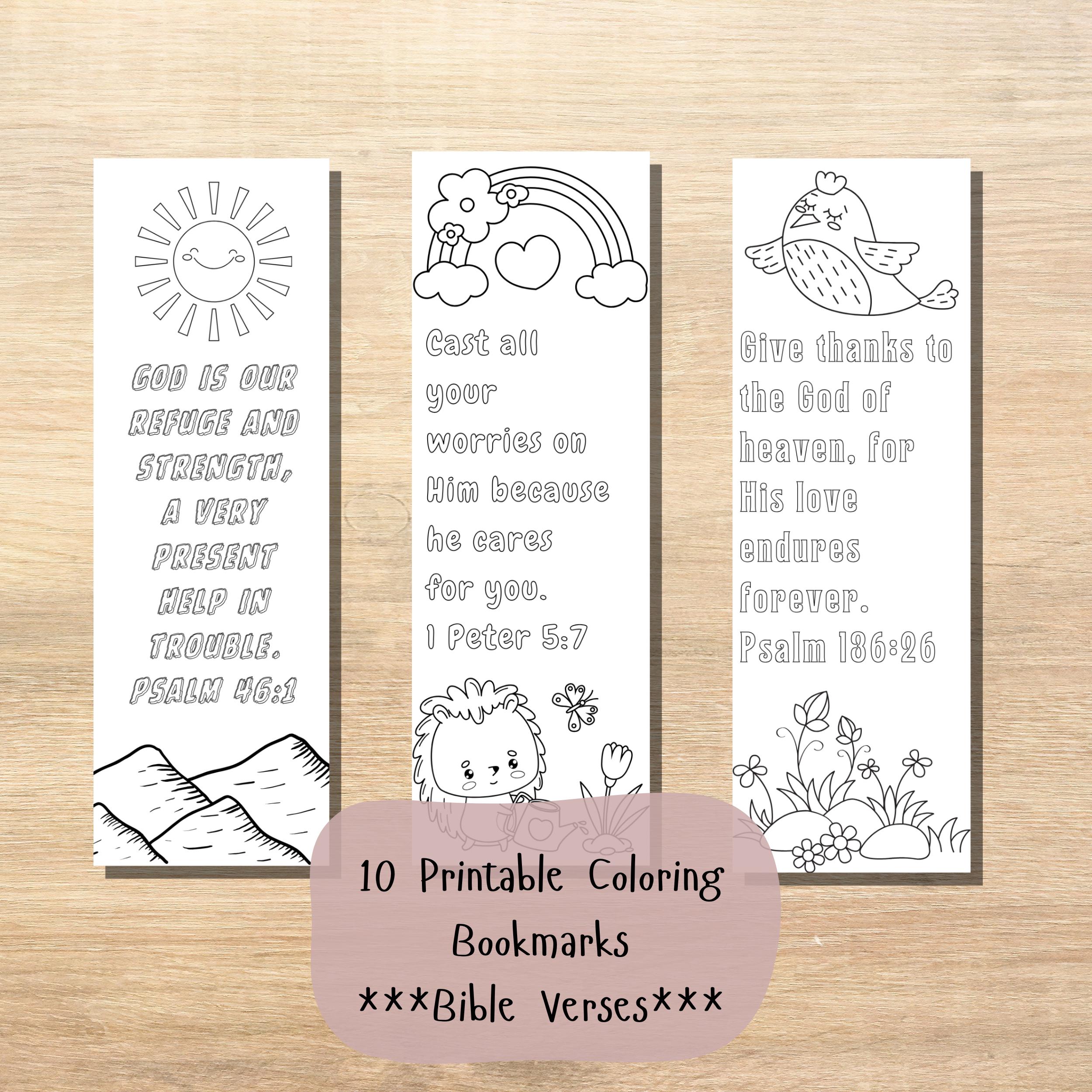 10 PDF & JPG Printable Coloring Bookmarks | Bible Verse Bookmarks ...