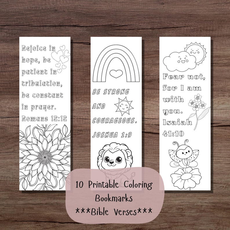Bible Verse Coloring Bookmarks | Christian Activity, Gift for Kids (PDF ...