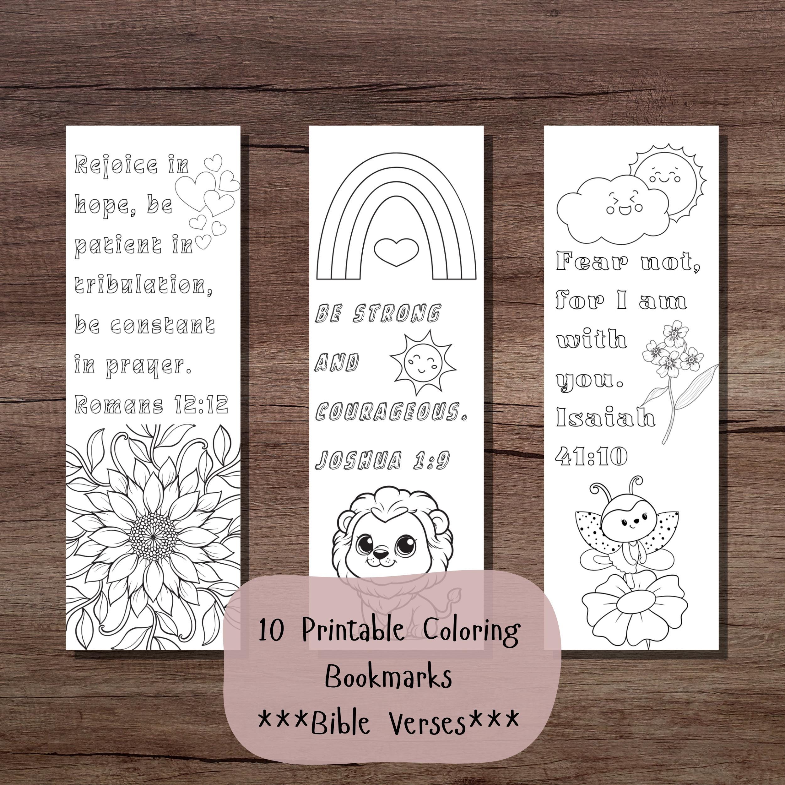 10 PDF & JPG Printable Coloring Bookmarks | Bible Verse Bookmarks ...