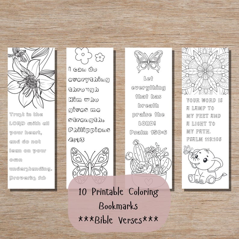 10 PDF & JPG Printable Coloring Bookmarks | Bible Verse Bookmarks ...