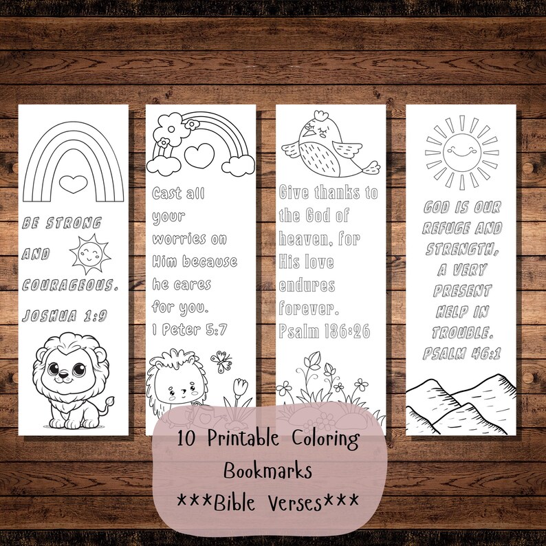10 PDF & JPG Printable Coloring Bookmarks | Bible Verse Bookmarks ...