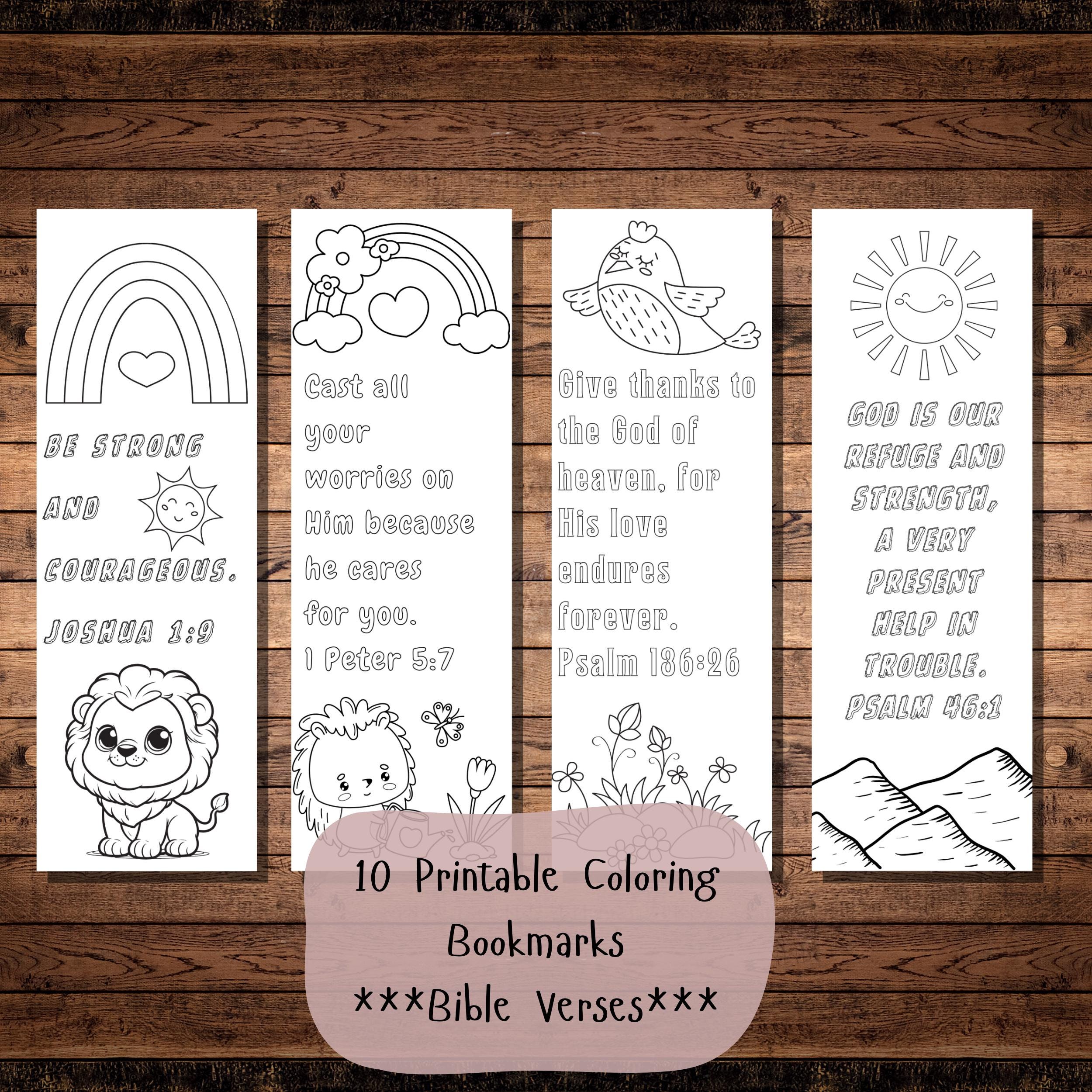 10 PDF & JPG Printable Coloring Bookmarks | Bible Verse Bookmarks ...