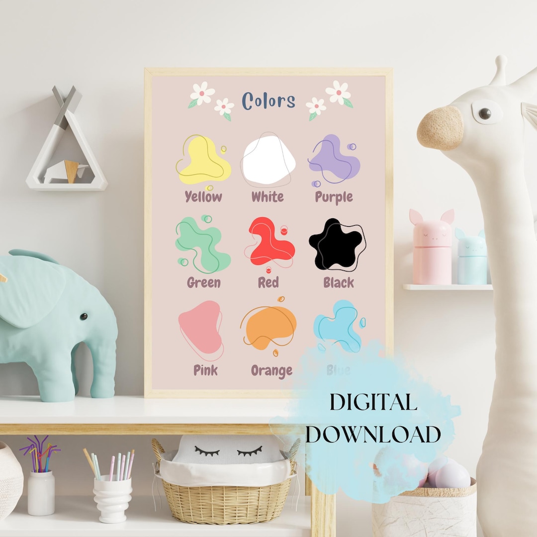 Color Learning Educational Printable Wall Art Digital Download Boho ...