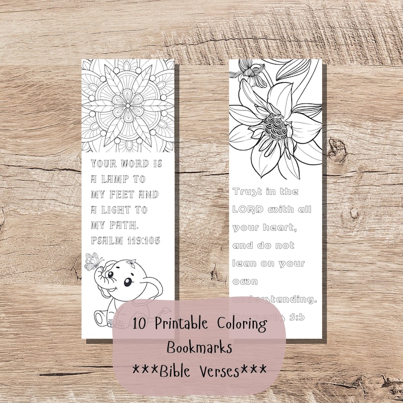 10 PDF & JPG Printable Coloring Bookmarks | Bible Verse Bookmarks ...