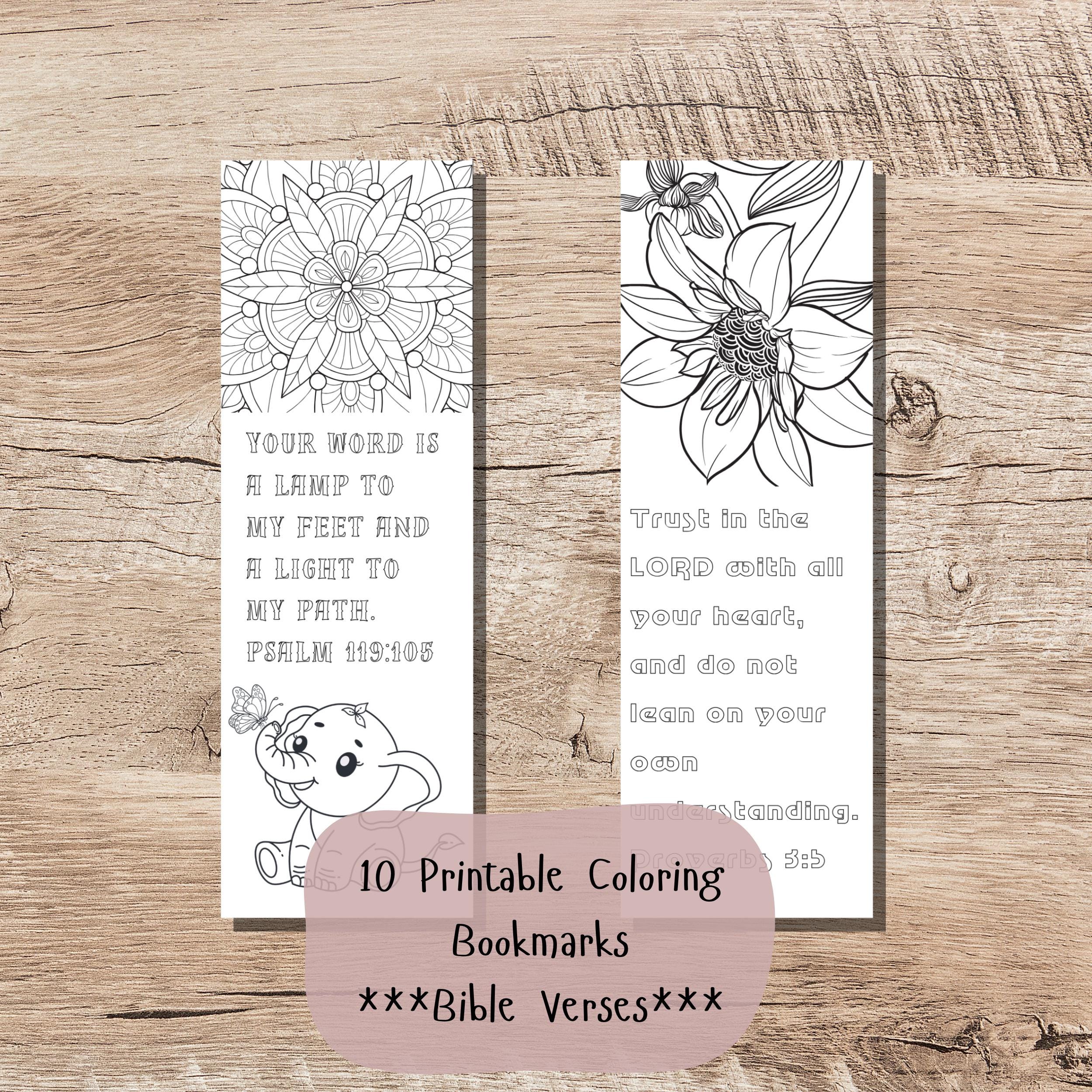 10 PDF & JPG Printable Coloring Bookmarks | Bible Verse Bookmarks ...