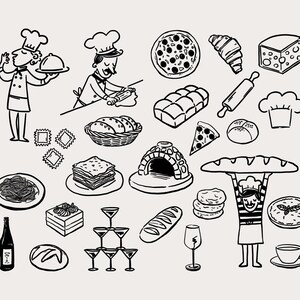 Chef Baker Clipart Food Icons Gourmet Pizza, Bakery, Bread, Dessert ...