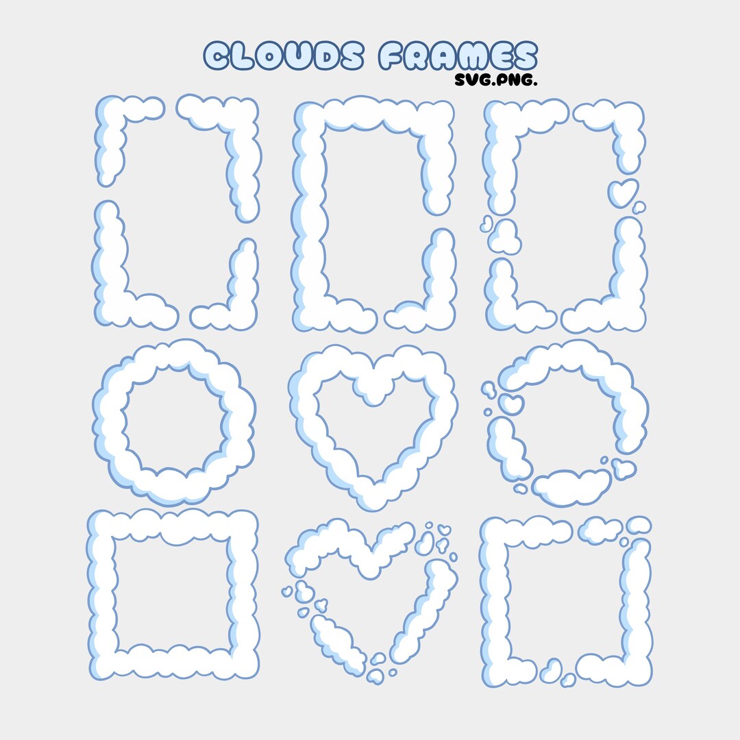 Clouds Frames Clipart Collection | Border Elements | Invitation Icons ...