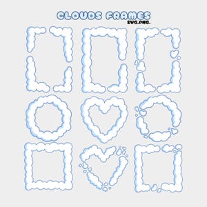 Clouds Frames Clipart Collection | Border Elements | Invitation Icons ...