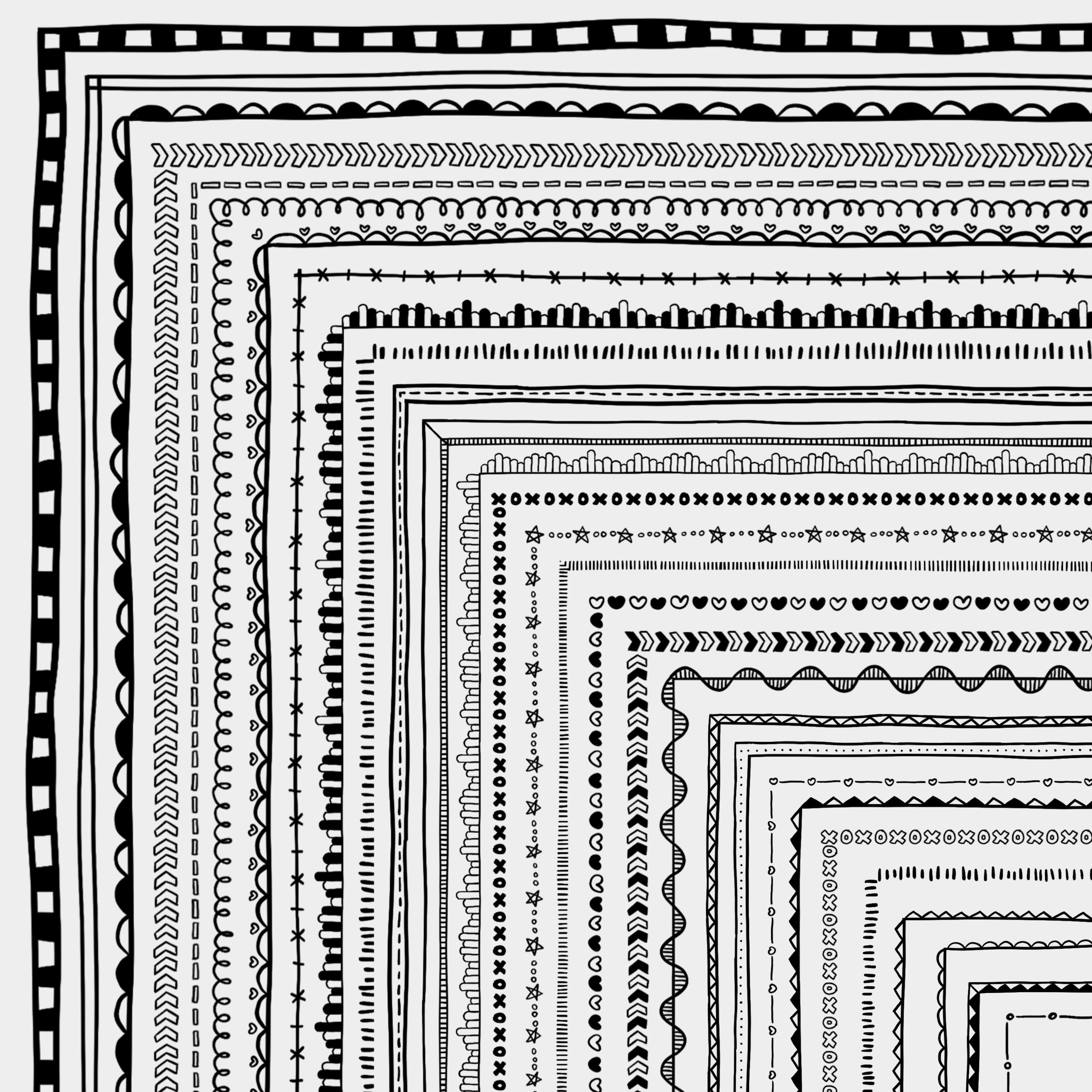 Hand-drawn Border Clipart: Doodle Frames, Planner Accents (SVG PNG) - Etsy