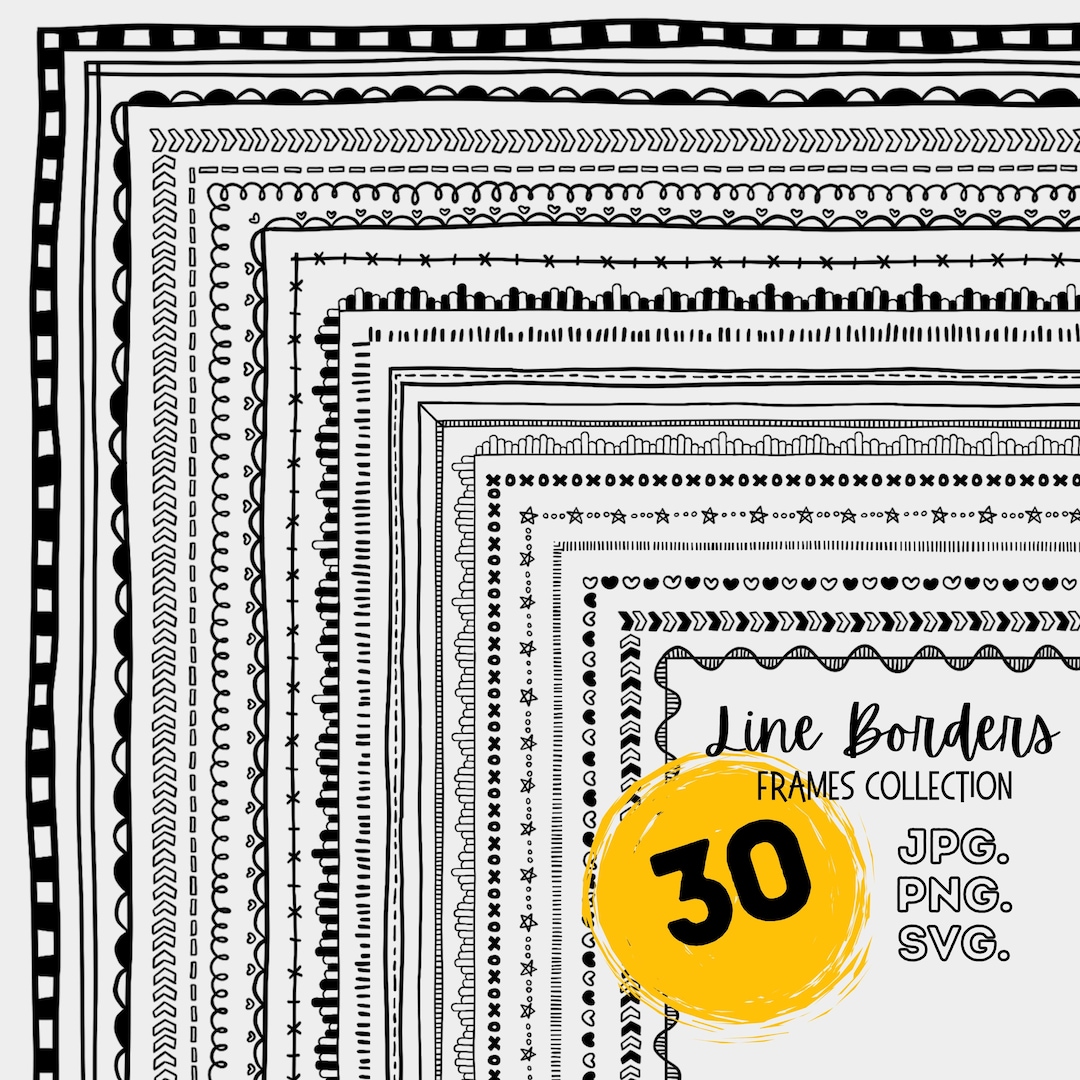 Hand-drawn Border Clipart: Doodle Frames, Planner Accents (SVG PNG) - Etsy