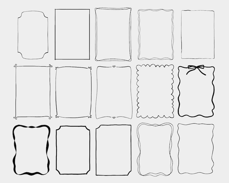 Hand-drawn Frames Collection: Wedding Invitation Clipart (SVG PNG) - Etsy