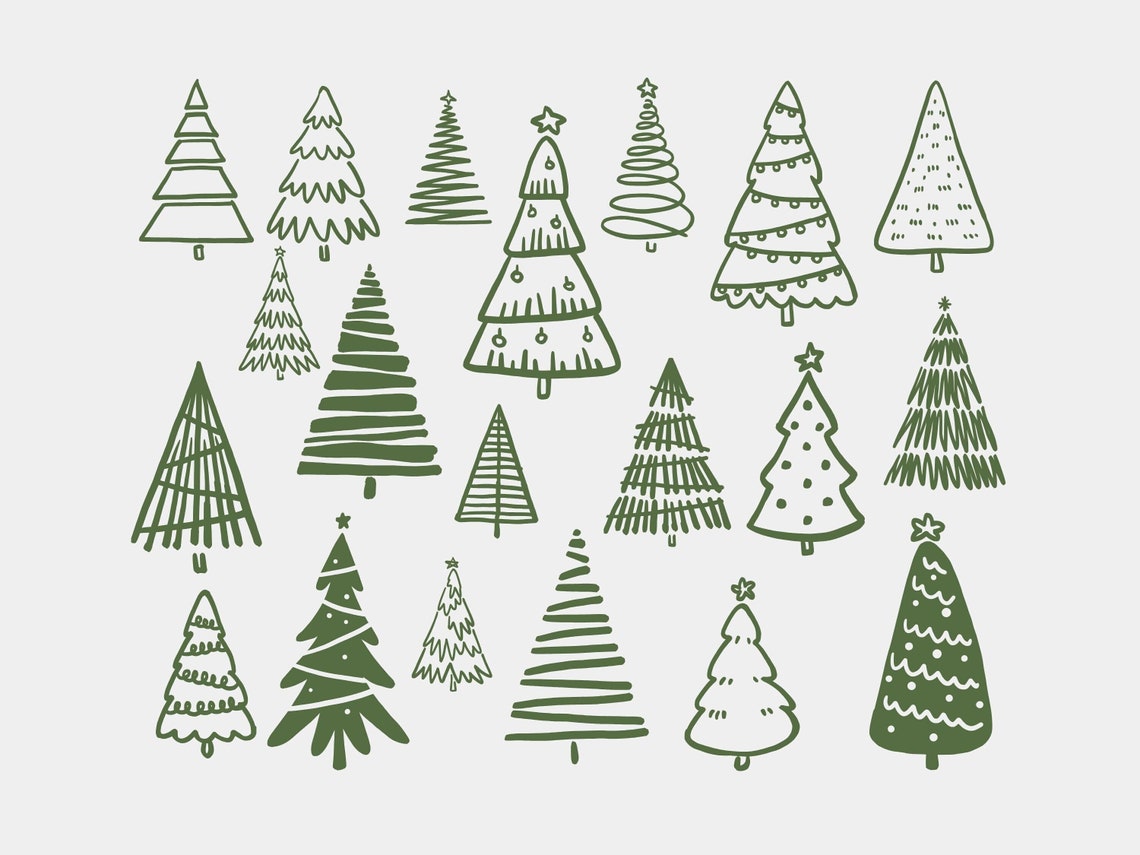 Christmas Tree Clipart Set Festive Holiday Icons Christmas Digital ...