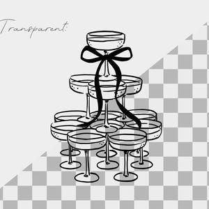 Champagne Tower Clipart | Elegant Wedding & Celebration Graphics | Hand ...